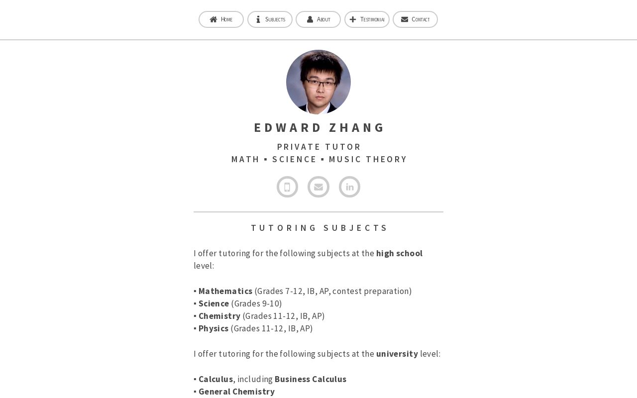 Edward Zhang Tutoring